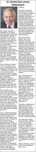 Dr. Gerald Alan (Jerry) Gildersleeve | Obituaries | winchesterstar.com