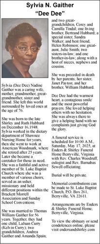 Sylvia N. Gaither “Dee Dee” | Obituaries | winchesterstar.com
