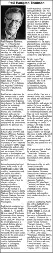 Paul Hampton Thomson | Obituaries | winchesterstar.com