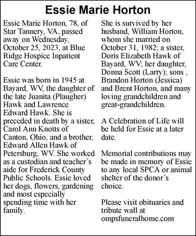 Essie Marie Horton | Obituaries | winchesterstar.com