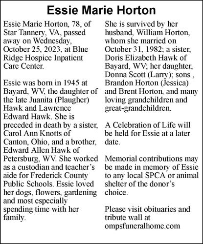 Essie Marie Horton | Obituaries | winchesterstar.com
