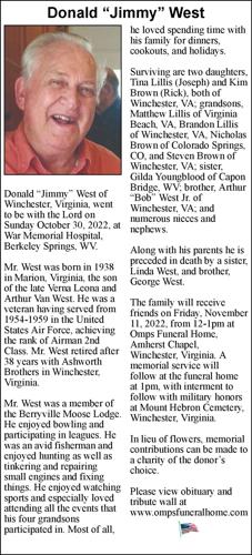 Donald “Jimmy” West | Obituaries | winchesterstar.com