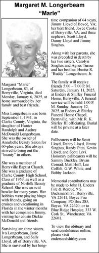 Margaret M. Longerbeam “Marie” | Obituaries | winchesterstar.com