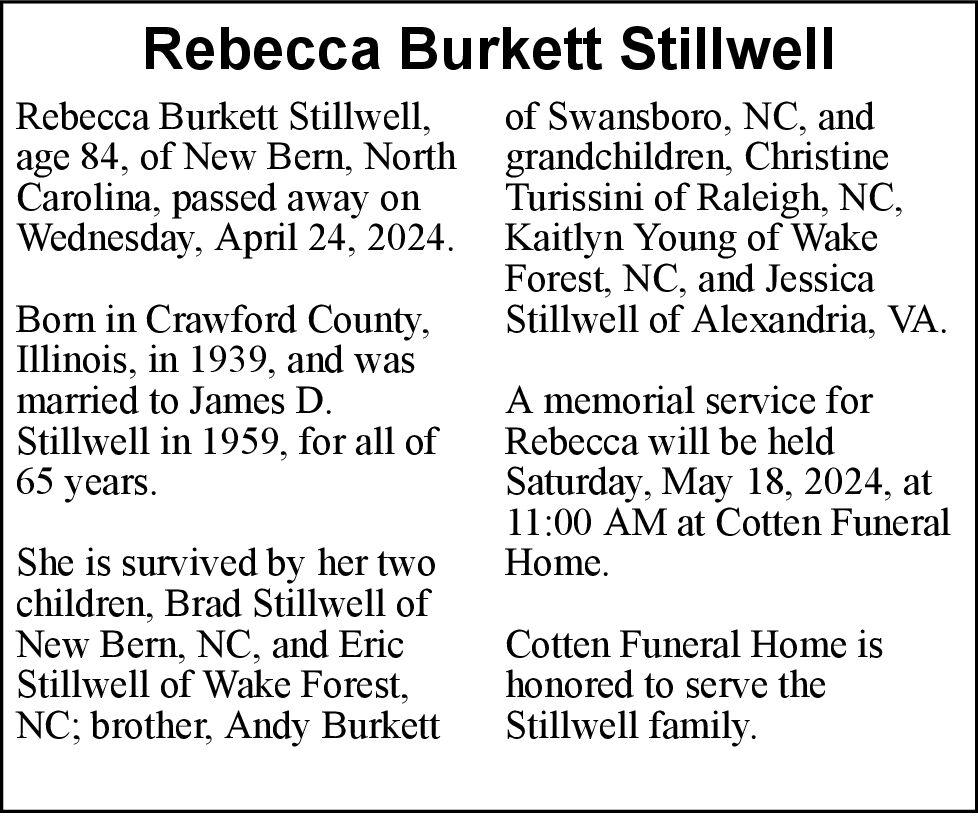Rebecca Burkett Stillwell | Obituaries | winchesterstar.com