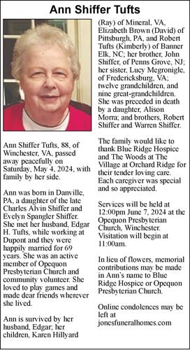 Ann Shiffer Tufts | Obituaries | winchesterstar.com