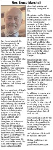 Rex Bruce Marshall | Obituaries | winchesterstar.com