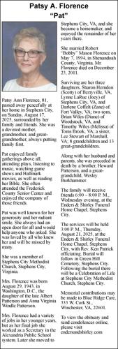 Patsy A. Florence “Pat” | Obituaries | winchesterstar.com