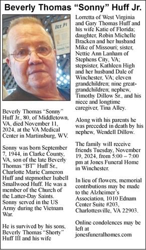 Beverly Thomas “Sonny” Huff Jr. | Obituaries | winchesterstar.com