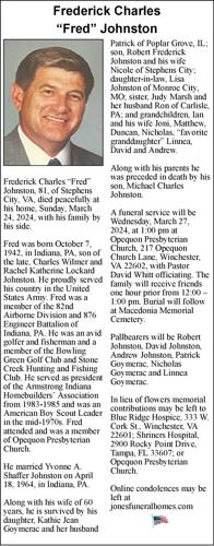 Frederick Charles “Fred” Johnston | Obituaries | winchesterstar.com