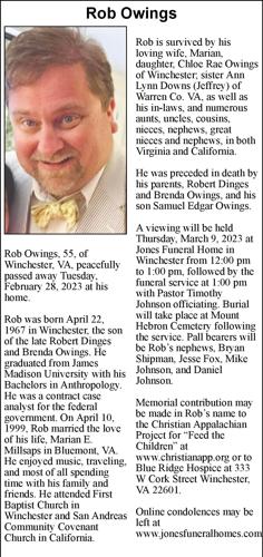 Rob Owings | Obituaries | winchesterstar.com