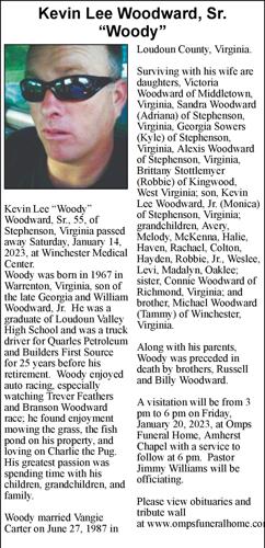 Kevin Lee Woodward, Sr. “Woody” | Obituaries | winchesterstar.com