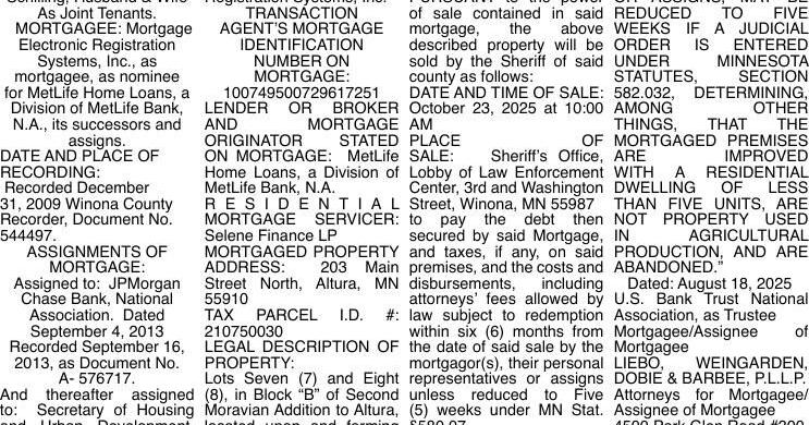 Legal, Liebo Weingarden Dobie and Barbee, F 107-25-005025 FC Schilling | Public Notices ...