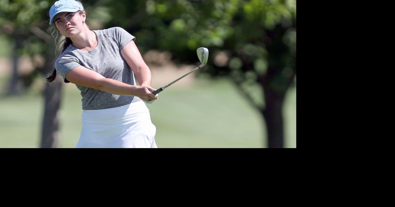 With her back to the recruiting wall, Notre Dame Academy's Grace Durkin ...