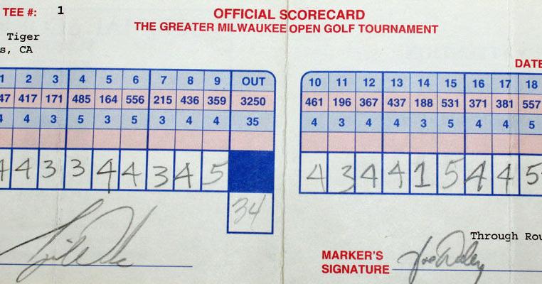 Tiger Woods' final-round scorecard from his pro debut at 1996 Greater ...