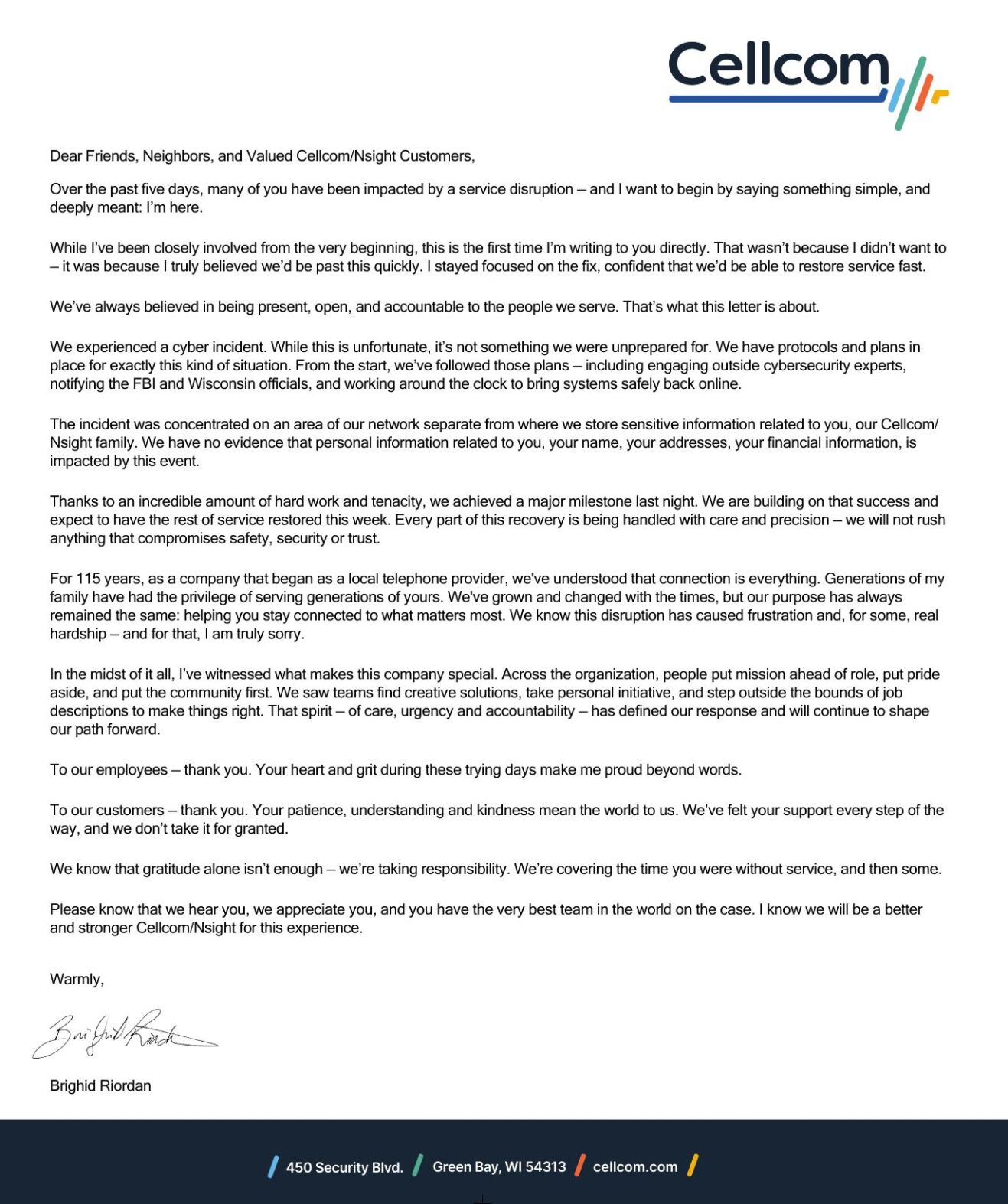 Cellcom hit by cyberattack, expects service fully restored 'this week' | News | wjfw.com