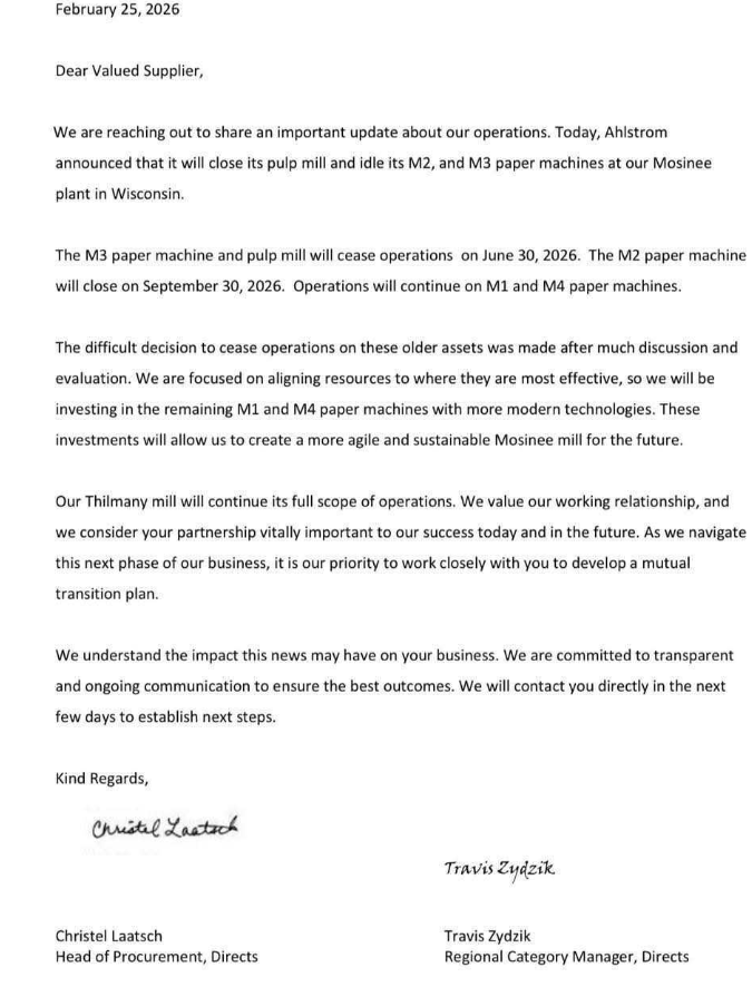 BREAKING: Mosinee plant to shut down pulp mill and two paper machines ...