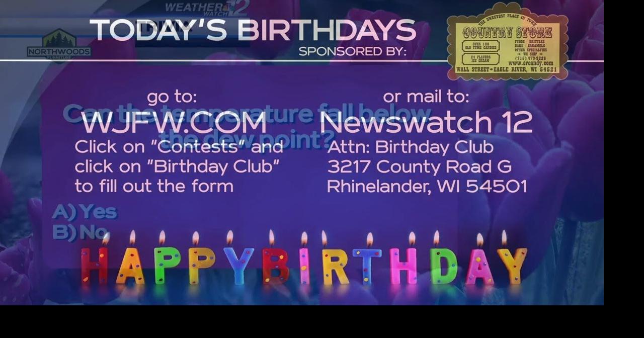Birthday Club Winner 5-22-24 | Contests | wjfw.com
