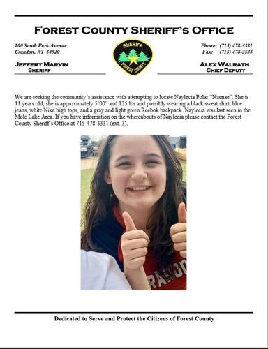 UPDATE: Missing Forest County girl found | News | wjfw.com