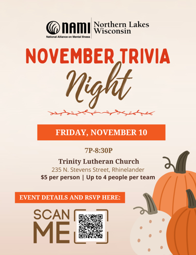 Rhinelander NAMI chapter to host trivia fundraiser on Nov. 10 | News ...