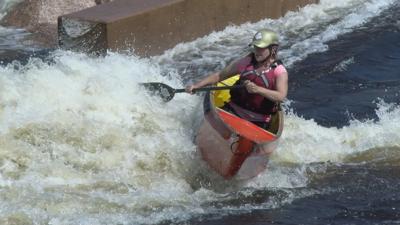 Paddlers prepare ahead of North American Whitewater Open Canoe Slalom ...