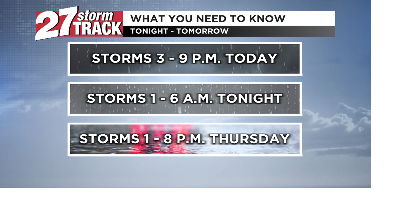 Tracking three chances for storms through today, tonight and Thursday ...