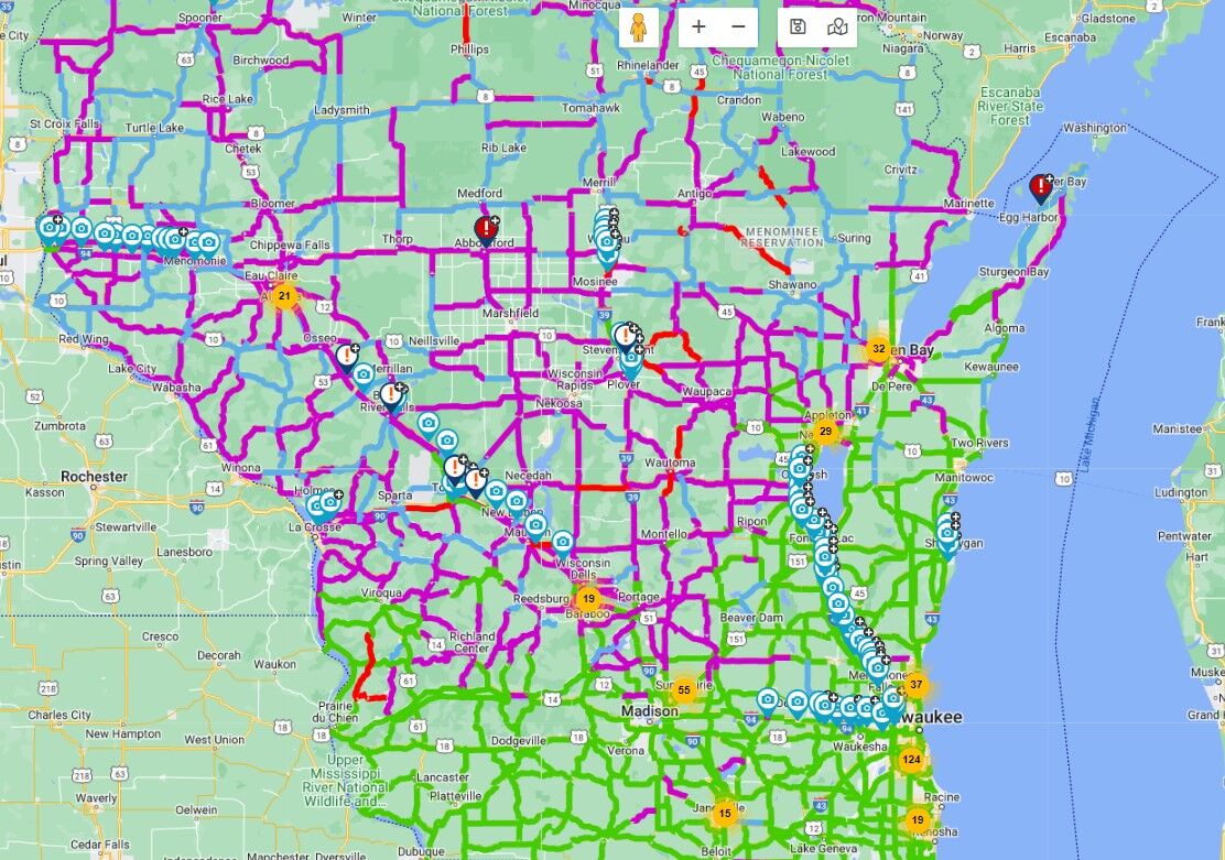 511 Map Road Conditions 7 45 A m Wkow 511 Map Road Conditions 7 45 A m Wkow
