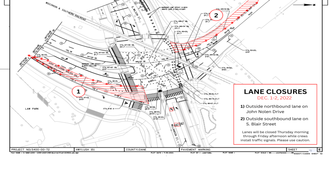 Lane closure on John Nolen Drive, S. Blair Street starts Thursday ...