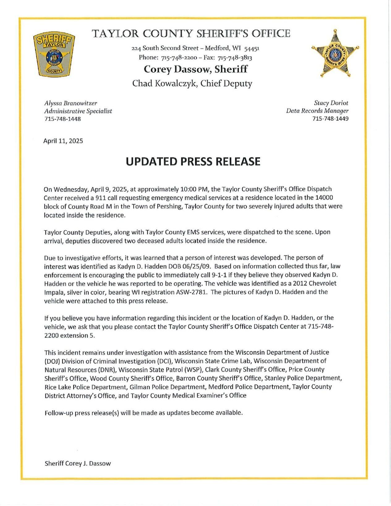 UPDATE: Person of interest in Taylor County double homicide found dead ...
