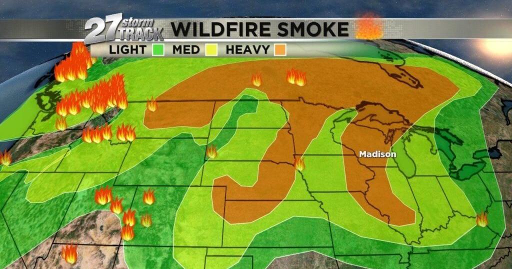 Wildfire smoke causes hazy conditions and “moderate” air quality for ...