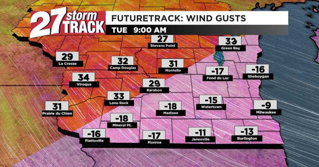 Cold air and strong winds Tuesday | Forecast | wkow.com