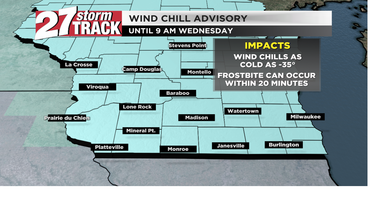 Bitter cold wind chills through Wednesday | Forecast | wkow.com