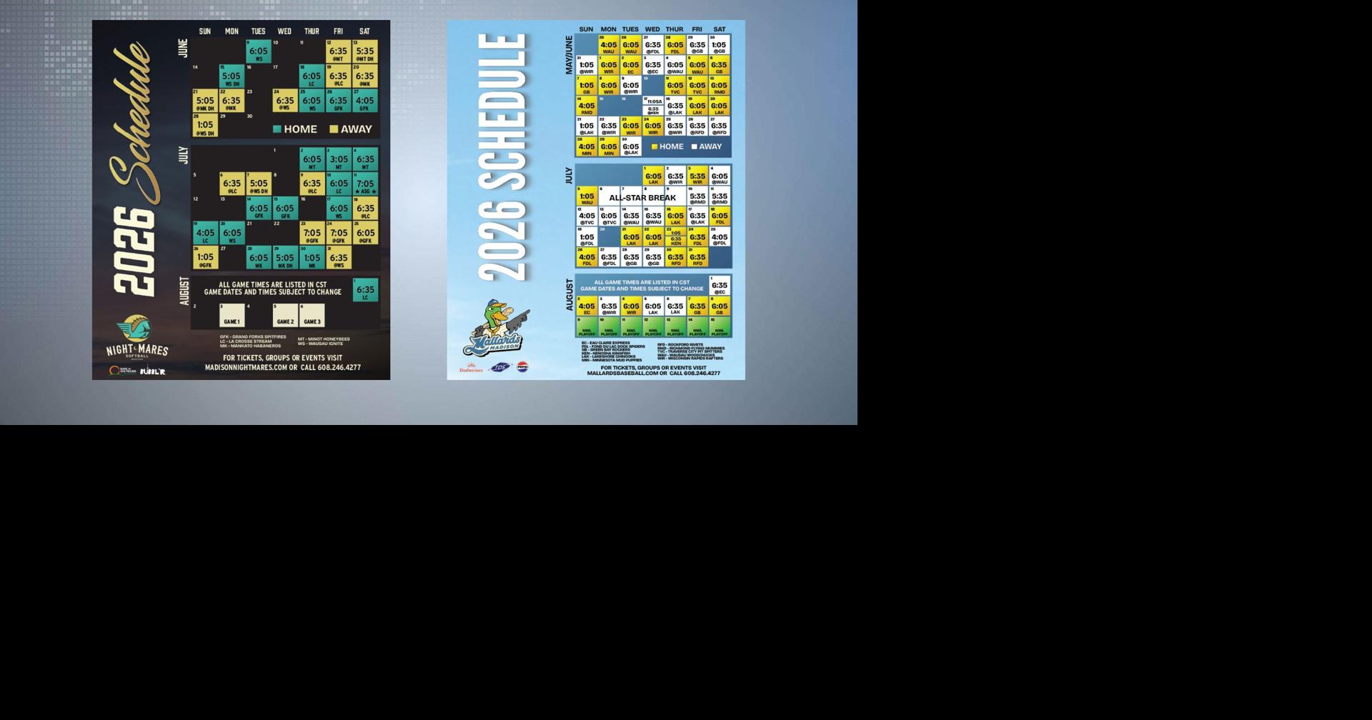 Madison Mallards and Night Mares announce 2026 season schedules ...