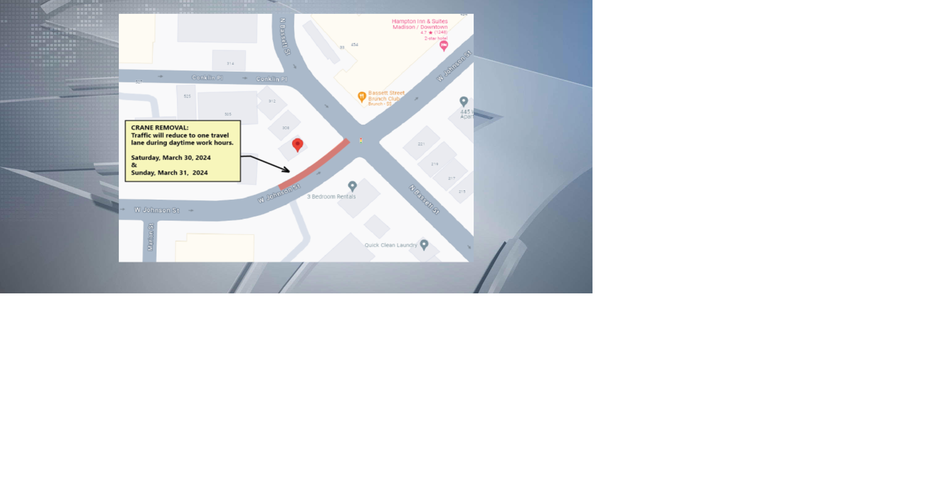 Tower crane to be removed on West Johnson Street | News | wkow.com