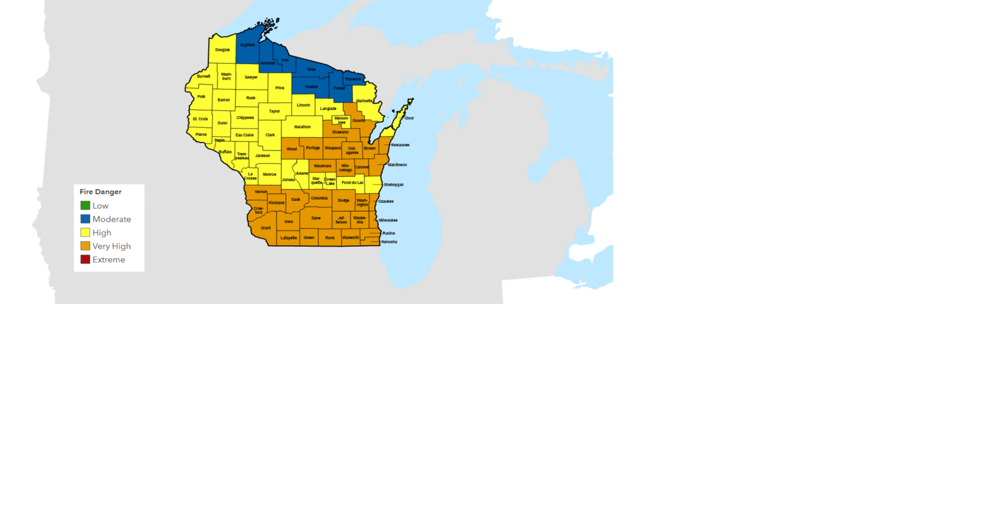 Alert: Southern Wisconsin faces 'very high' fire danger due to strong ...