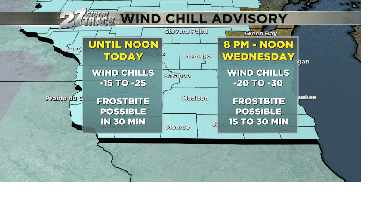 Wind chill advisory this morning and another tonight for coldest temps ...