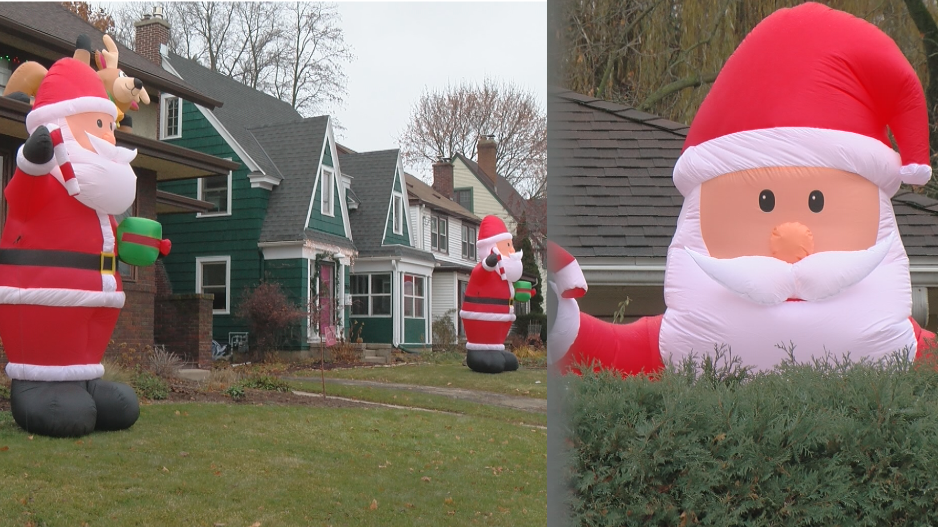 Giant identical Santas bring joy to a Wisconsin neighborhood | News ...