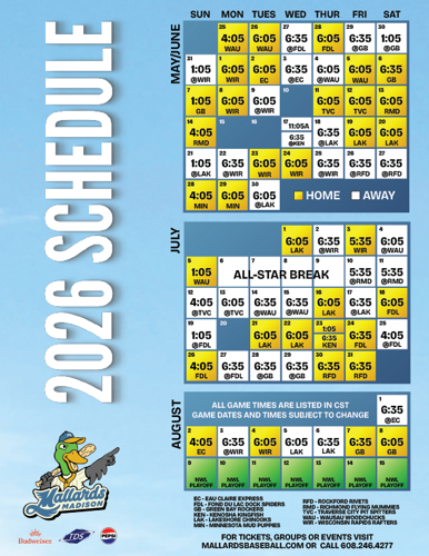 Mallards 2026 schedule | | wkow.com