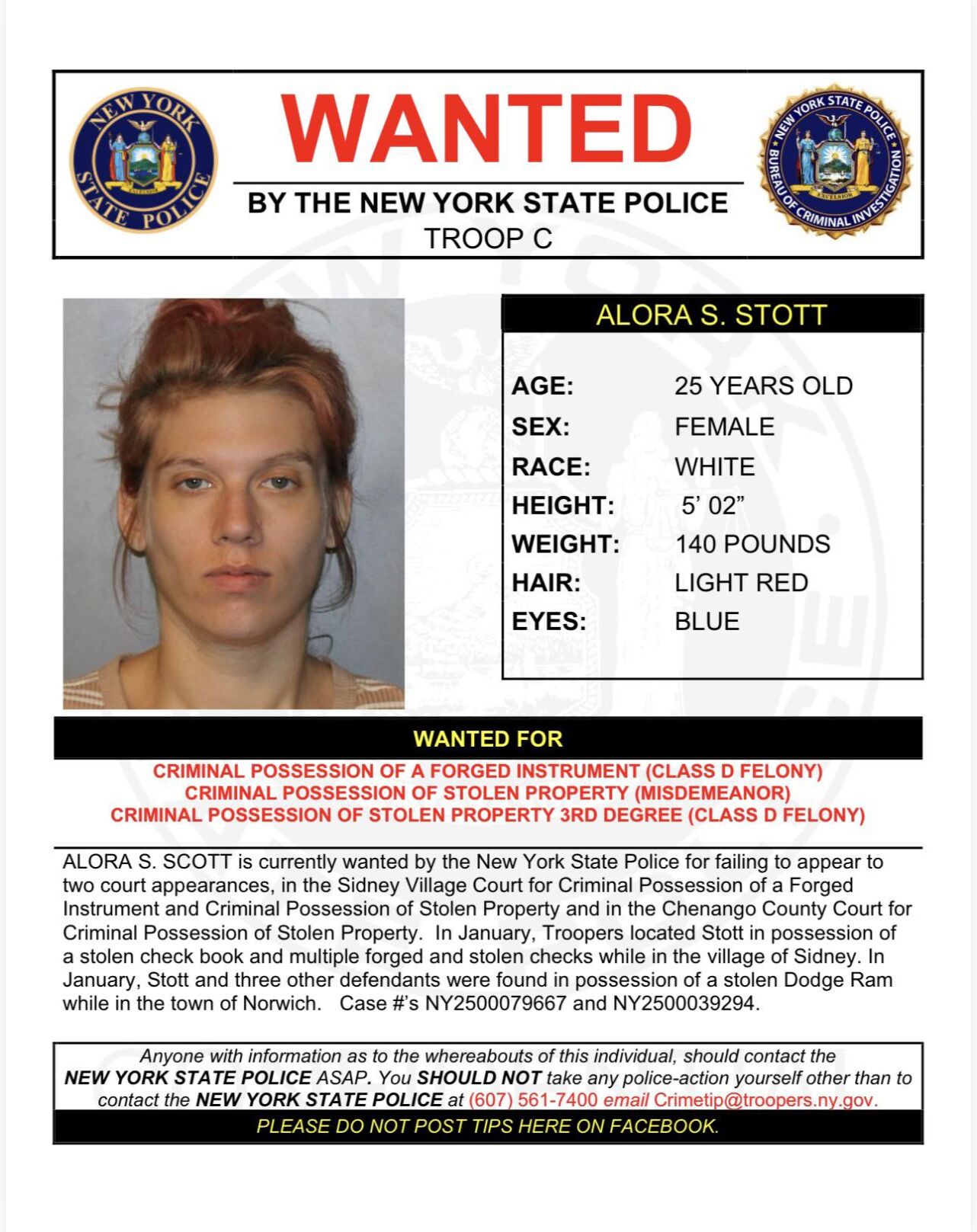 State Police Seek 25-Year-Old Oneonta Woman Who is Wanted | Crime ...
