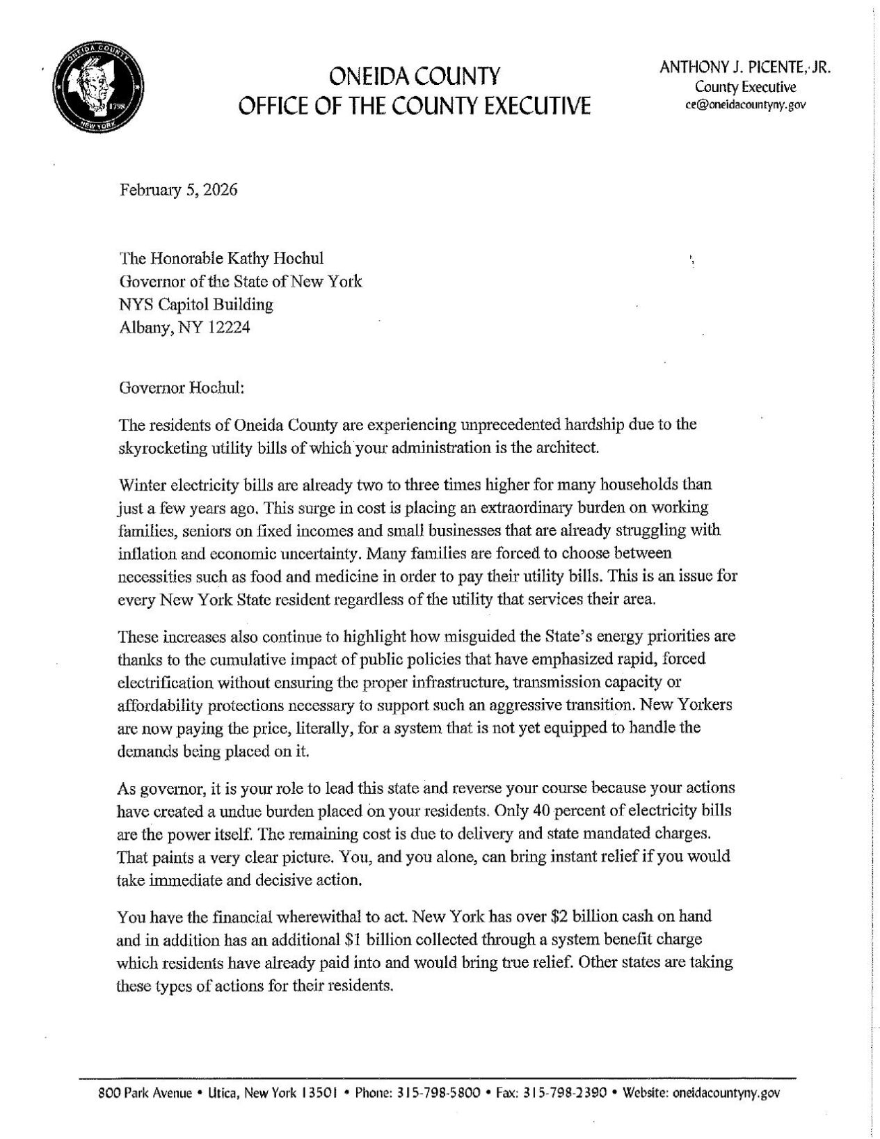 Oneida County Wants Gov. Hochul to Fix High Utility Bills | Focus ...