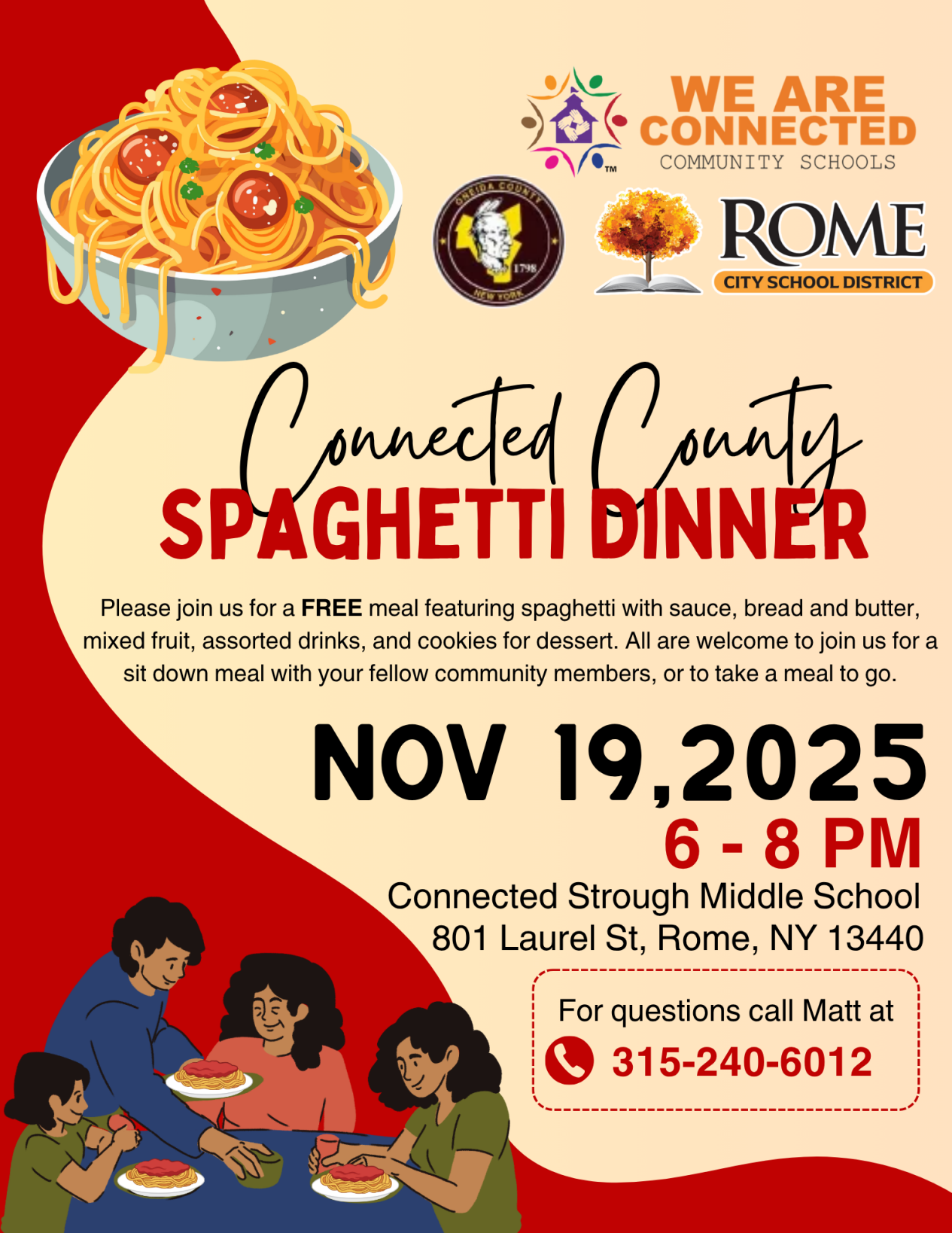 Enjoy a Free Spaghetti Dinner at Strough Middle School in Rome ...