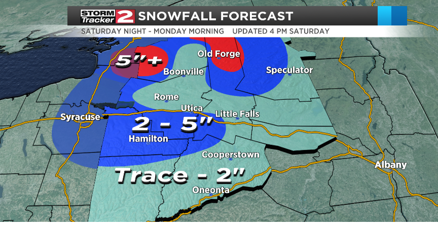 Snowfall forecast for Sunday and Monday | Weather | wktv.com