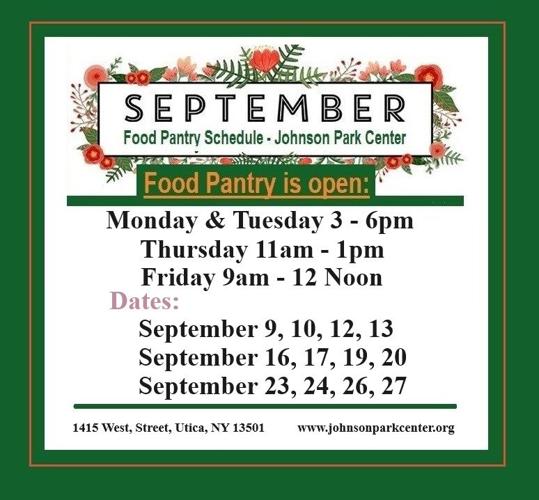 September 2024 Johnson Park Center Free Choice Food Pantry Schedule ...