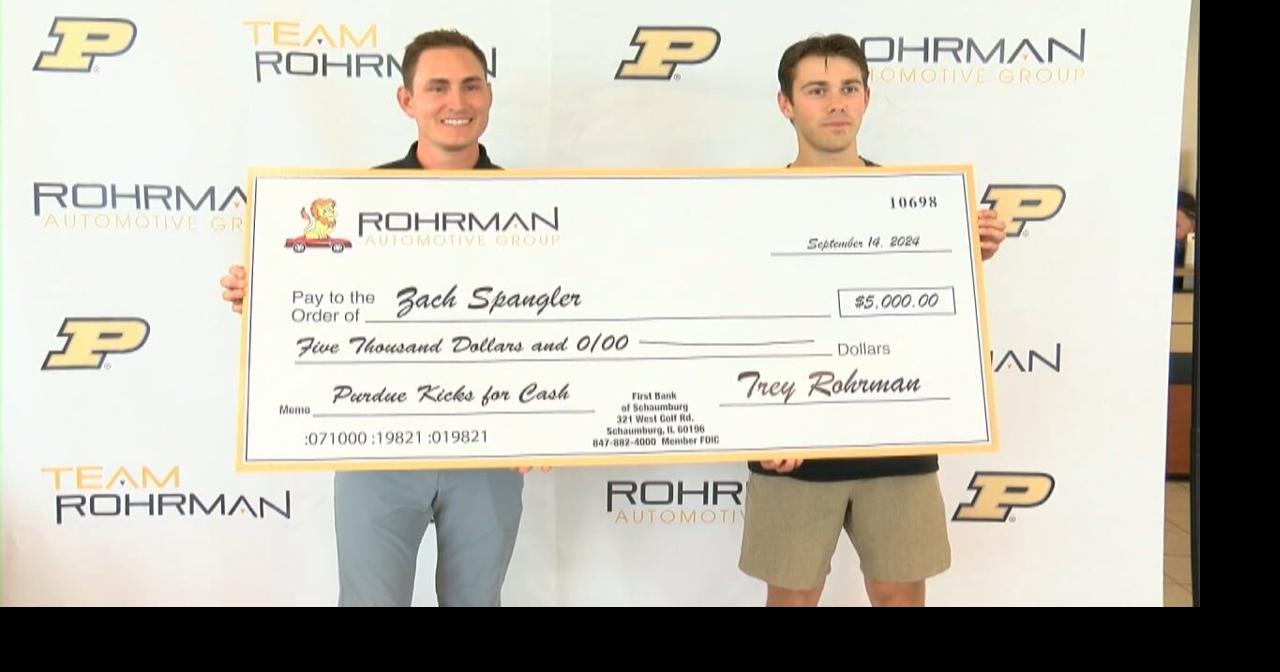 Rohrman awards Purdue student who won Kicks for Cash competition and ...
