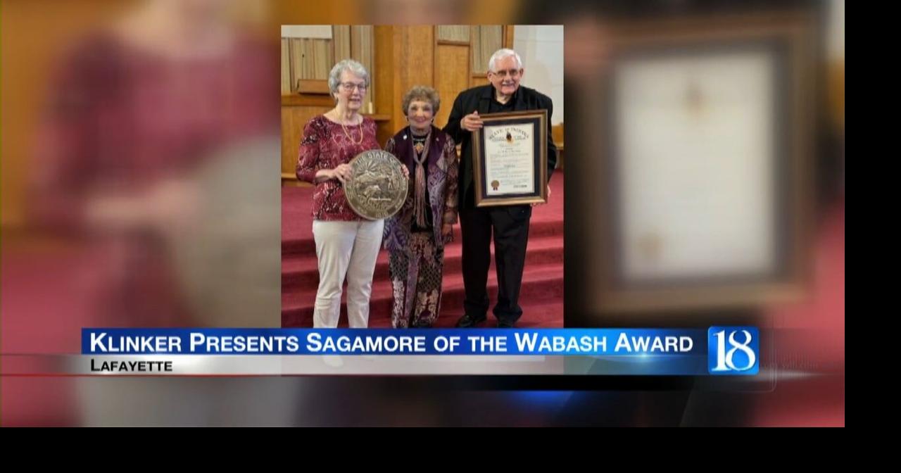State Representative Sheila Klinker presented Dr. Clayton Lein with a Sagamore of the Wabash ...