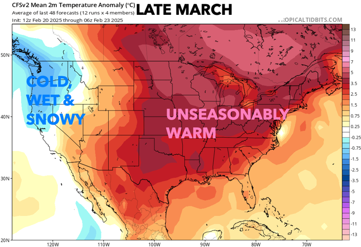 February 23, 2:45 PM Weather Forecast Update: Two "False Spring" Surges ...