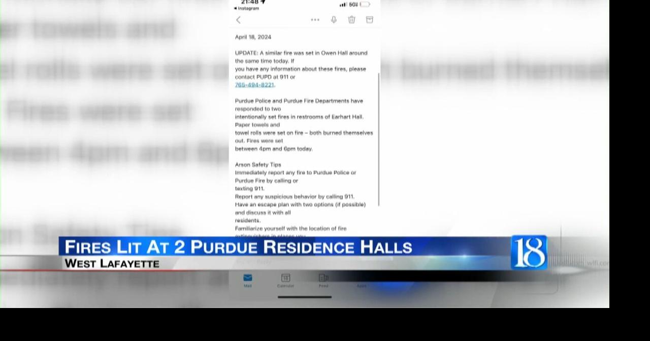 Intentional fires started in Purdue University residence halls | Video ...