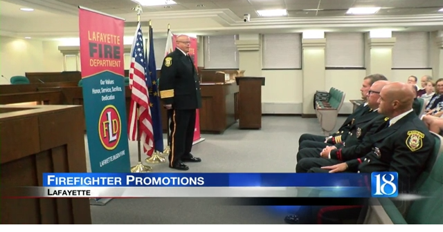 Lafayette Fire Department celebrates three promotions | Local | wlfi.com