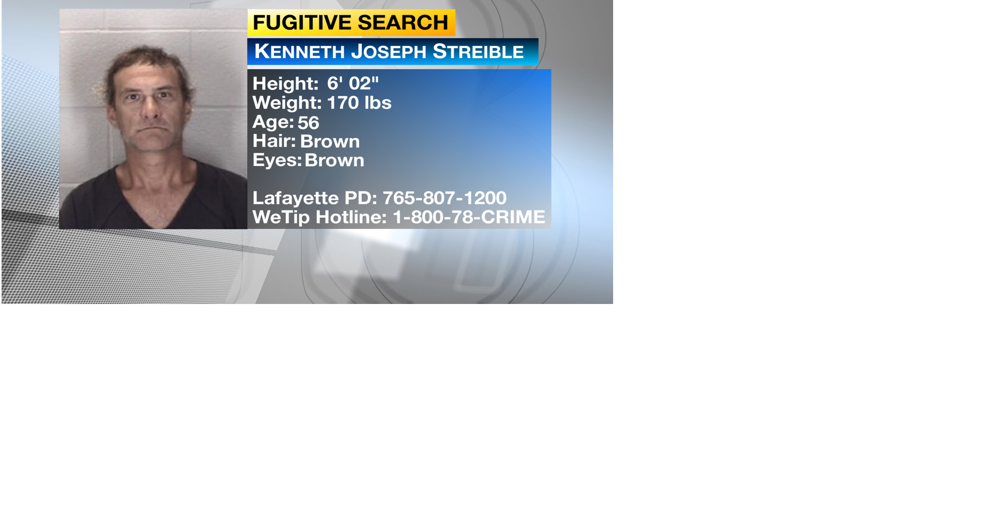 Fugitive Search: Kenneth Joseph Streible | News | wlfi.com