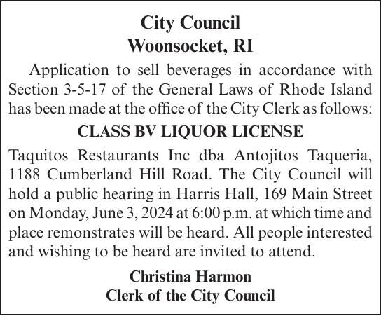City Council Woonsocket, RI | Public Notices | woonsocketcall.com