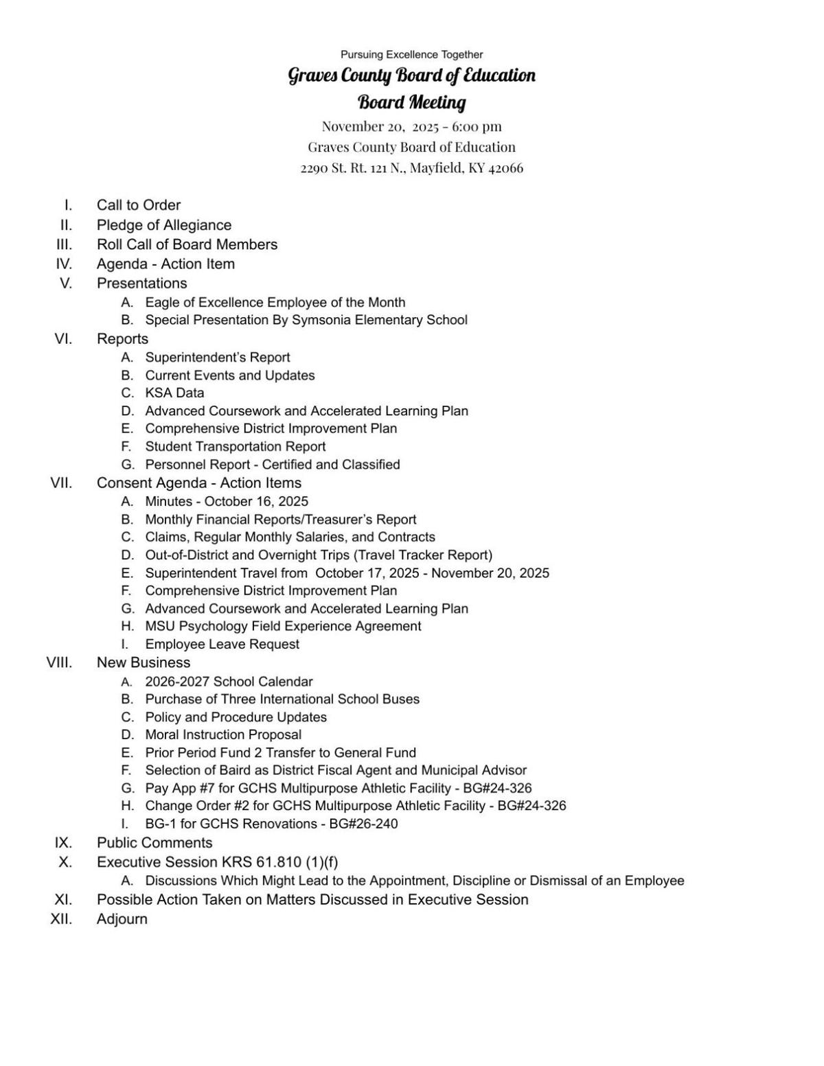 Graves County Board of Education to hold Thursday meeting | Community | WPSD Local 6